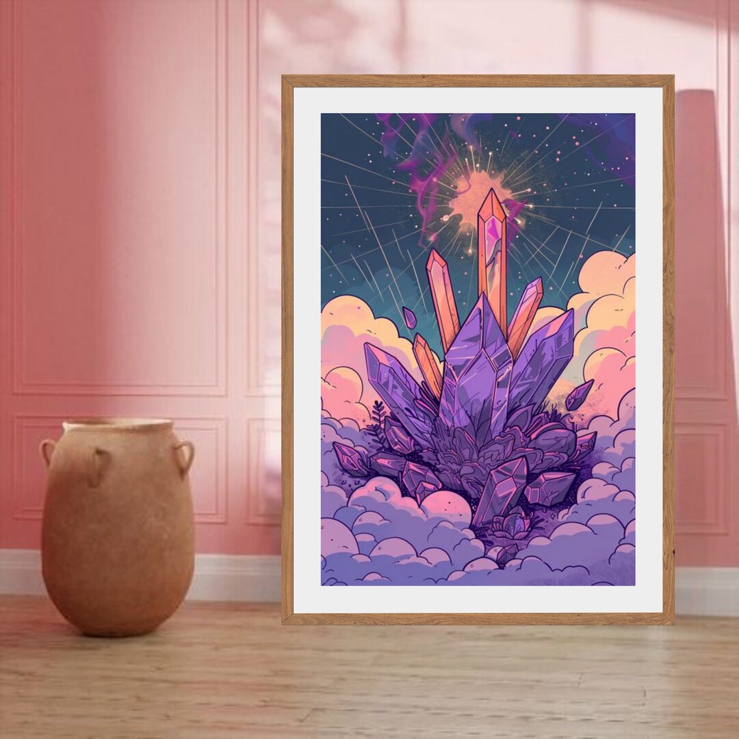 Poster Amethyst Drawing Amethyst Spiritual Crystals Spiritual Digital ...