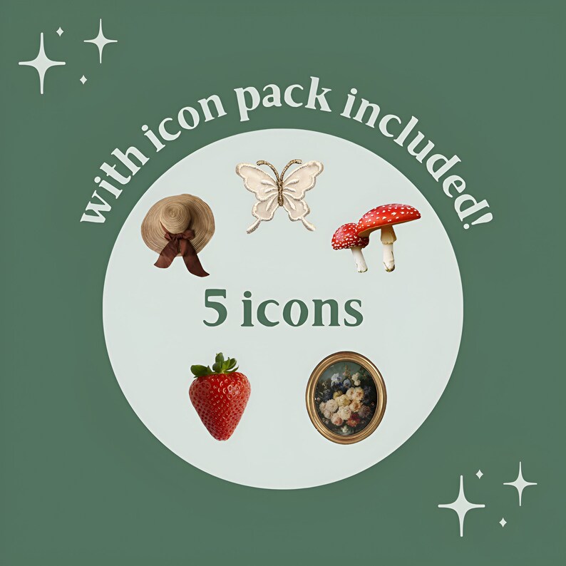 Cottagecore Desktop Wallpaper Icon Pack 13-inch Cottagecore Inspired ...