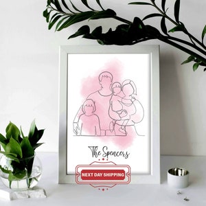 One Line Drawing Photo Frame, Custom Couple Portrait, Custom Family ...