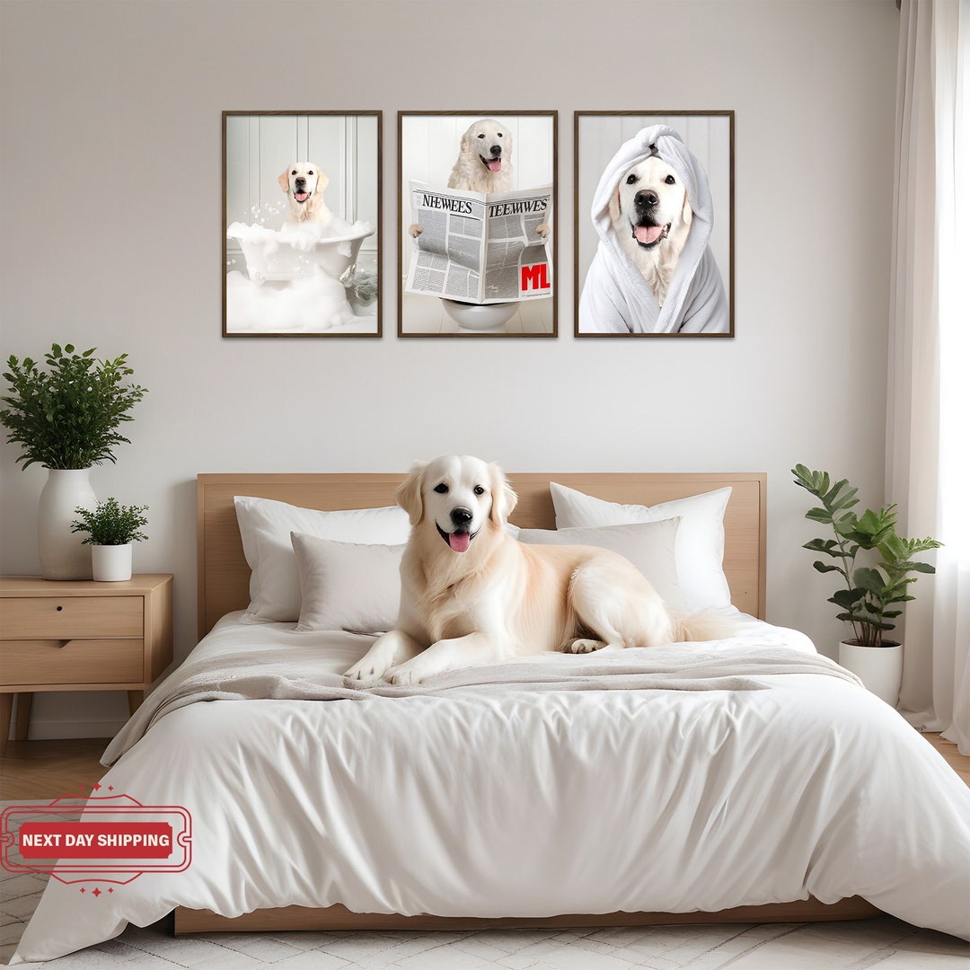 Personalized Pet Portraits, Funny Dog and Cat Portrait, Bathroom ...