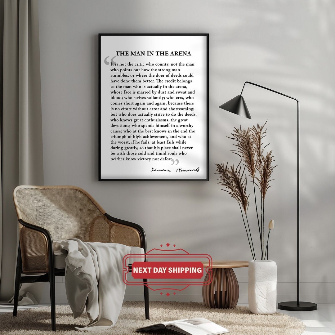 The Man in the Arena Sign, Wood Framed Sign, Farm House Wall Decor ...