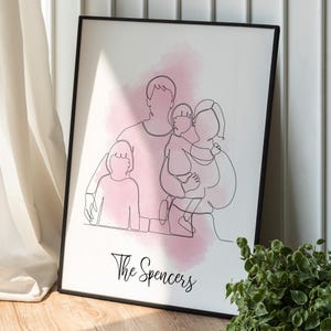 One Line Drawing Photo Frame, Custom Couple Portrait, Custom Family ...