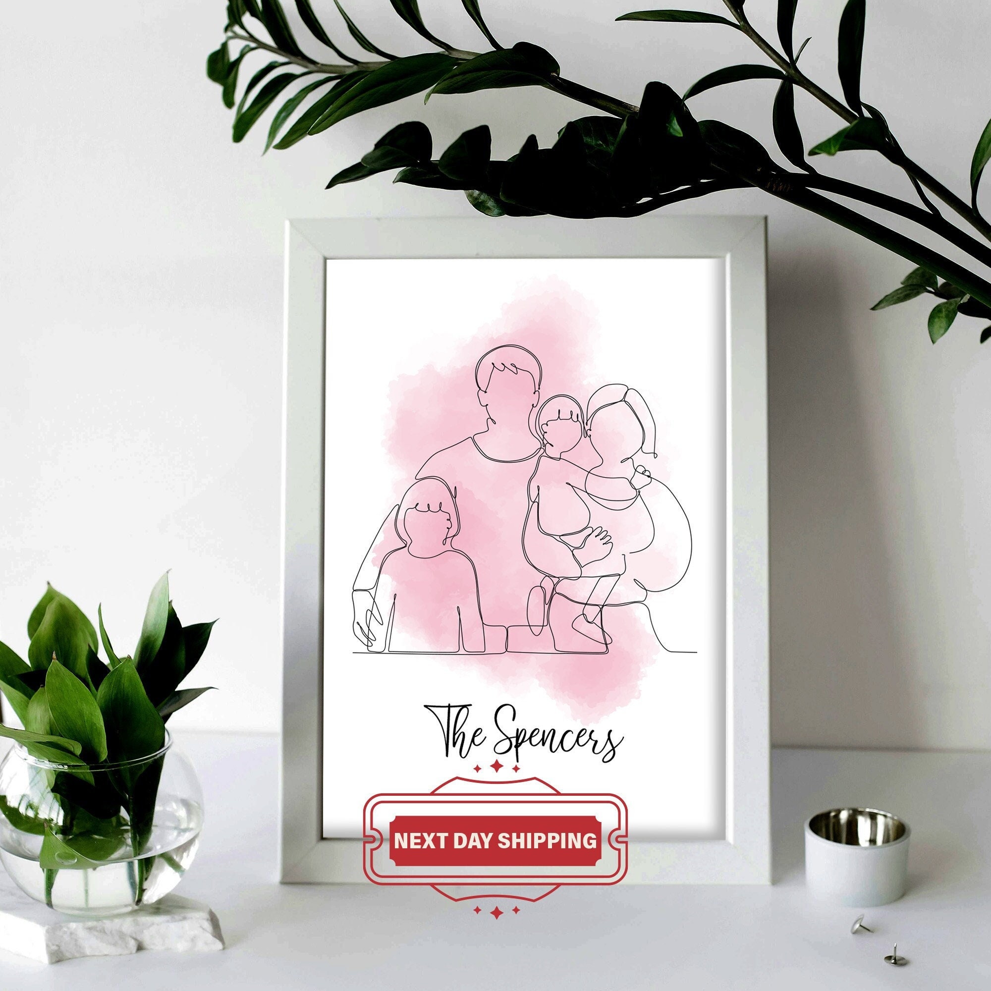 One Line Drawing Photo Frame, Custom Couple Portrait, Custom Family ...