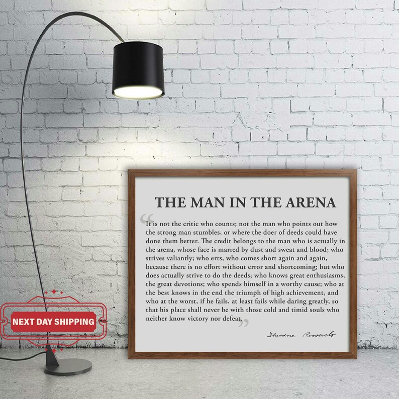 The Man in the Arena Sign, Wood Framed Sign, Farm House Wall Decor ...