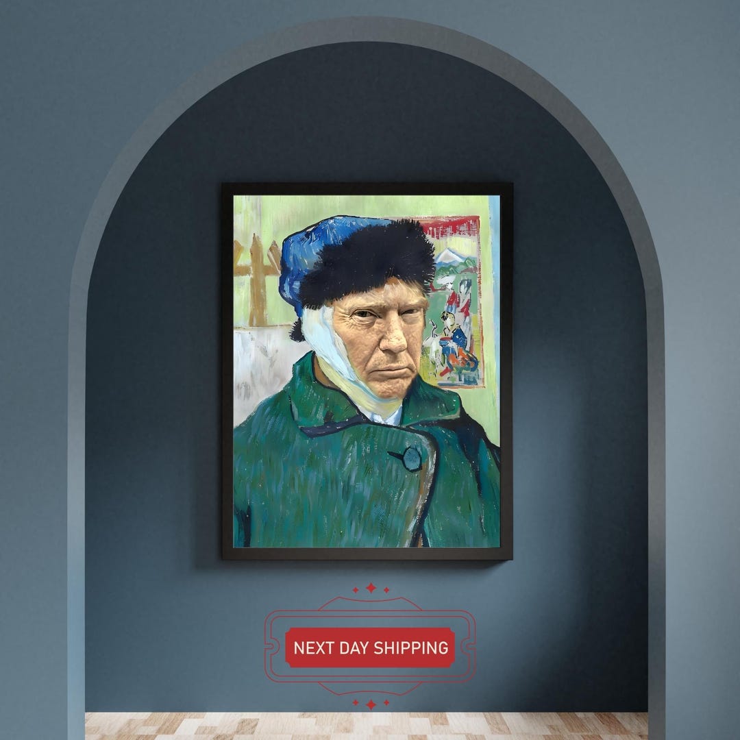 Trump Van Gogh Frame, Wood Framed Sign, Patriotic Wall Decor, Office ...