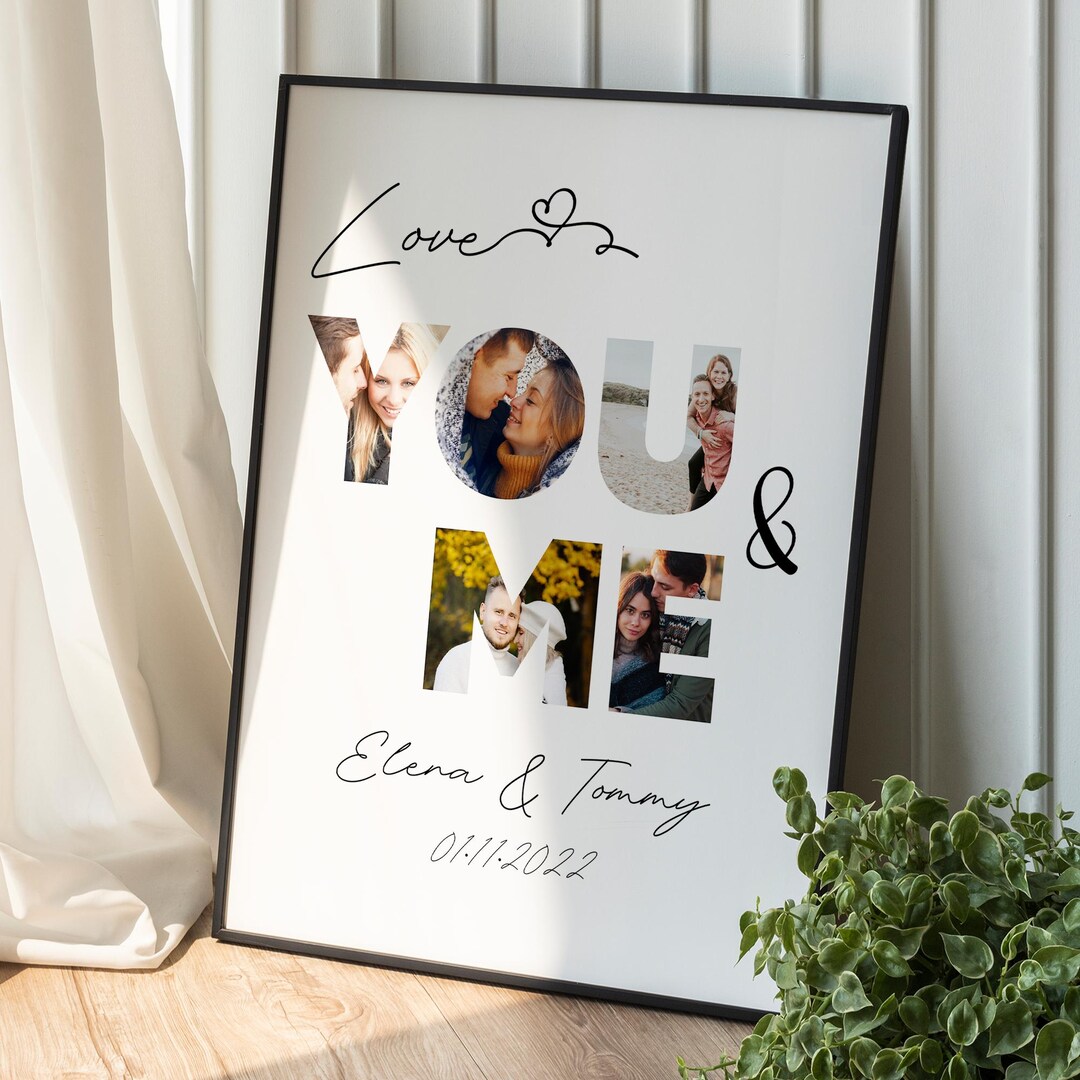 Custom Couple Photo Collage, Couple Photo Collage, Living Room Wall Art ...