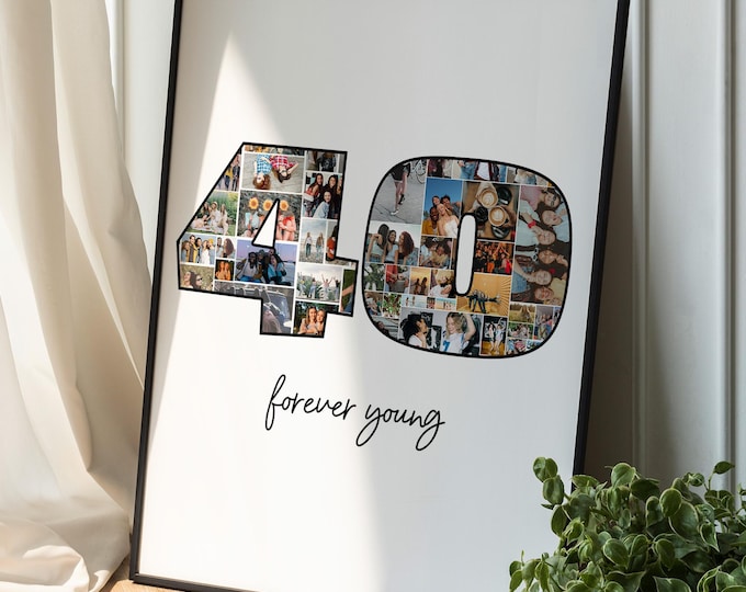 40th Birthday Photo Collage, Personalized 40th Birthday Photo Collage ...