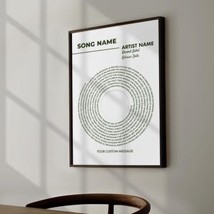 Custom Lyrics Print, Personalized Music Poster, Song Lyrics Wall Art ...