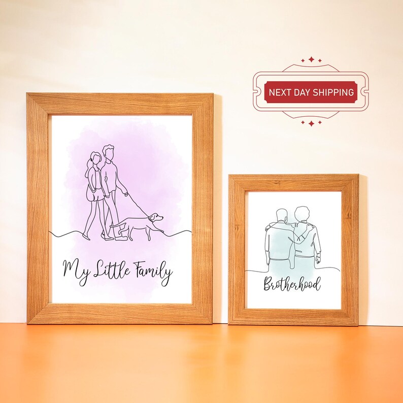 Custom One Line Family Portrait Photo Frame, Personalized Gift - Etsy