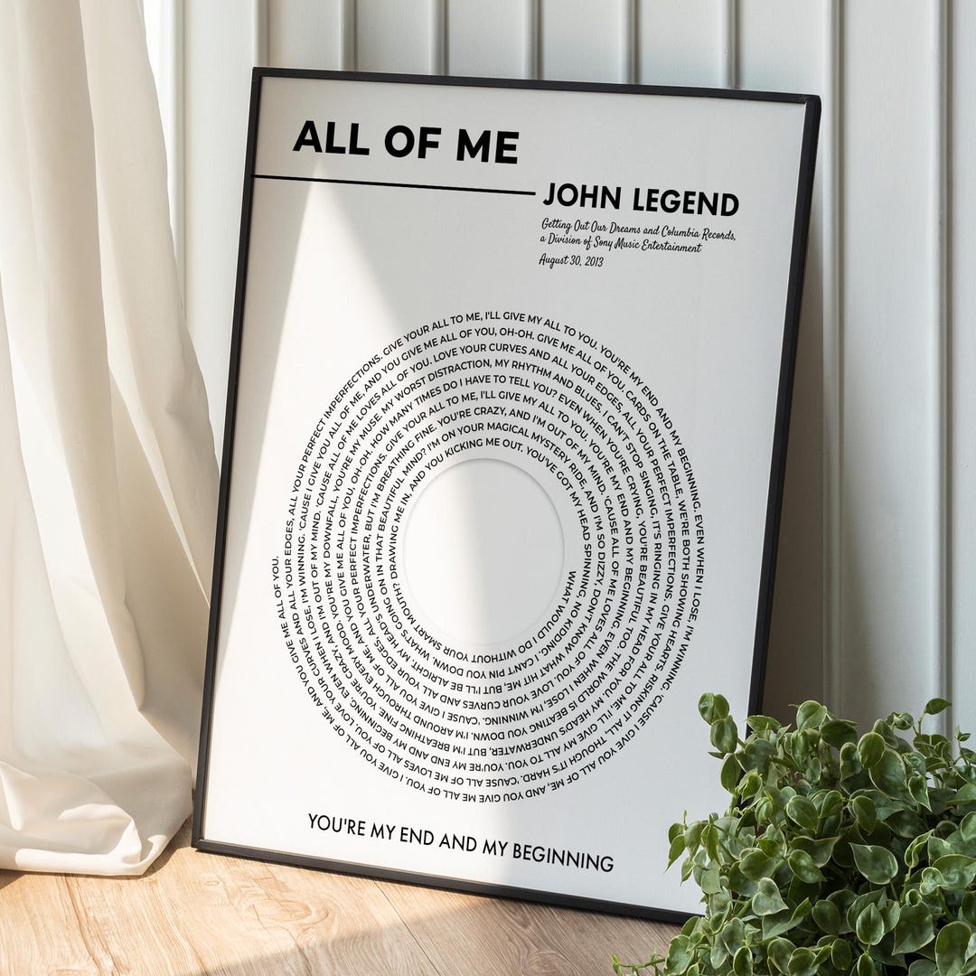 Custom Lyrics Print, Personalized Music Poster, Song Lyrics Wall Art ...