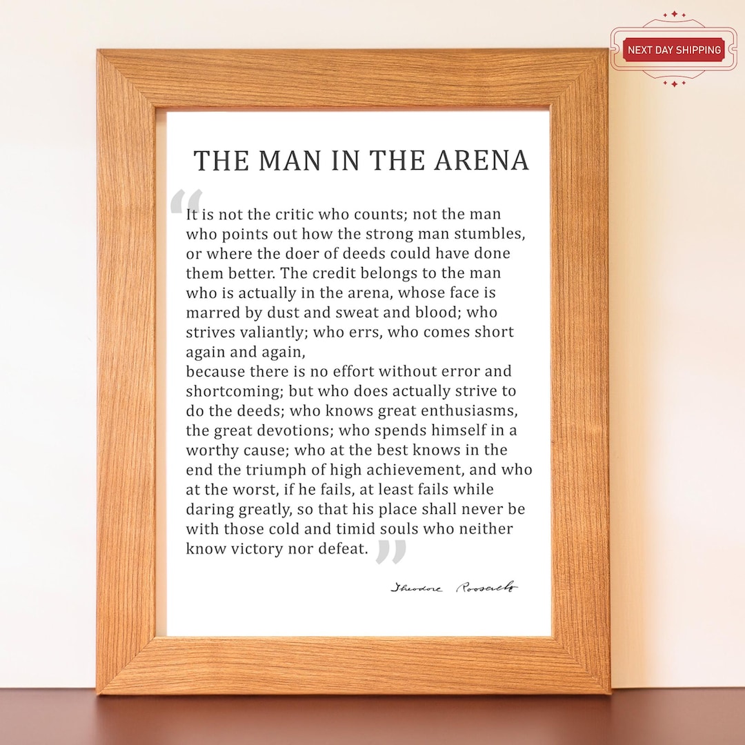 The Man in the Arena Framed Quote, Inspirational Sign, Inspirational ...