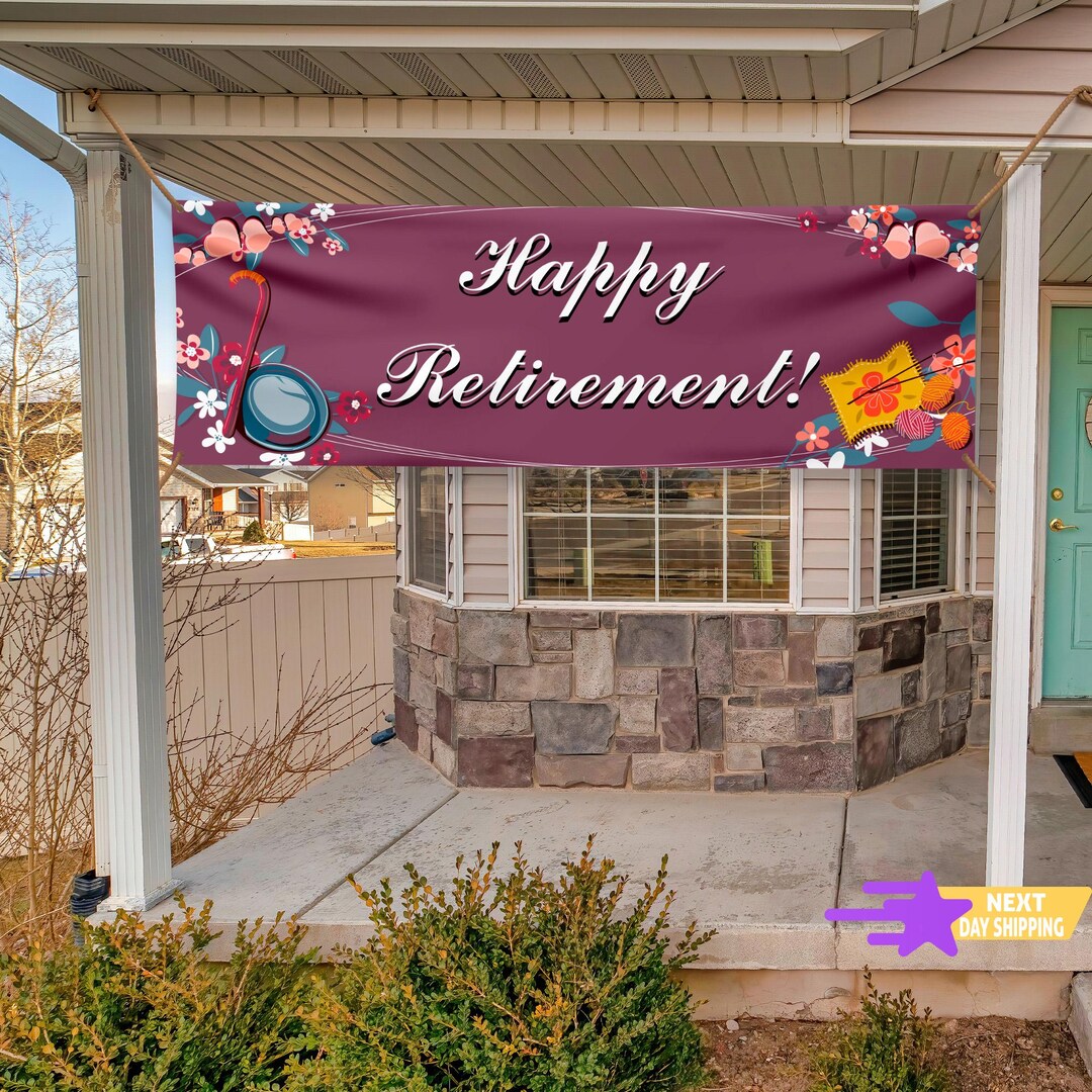 Happy Retirement Banner, Retirement Banner, Retirement Decorations ...