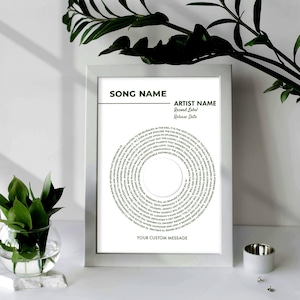 Custom Lyrics Print, Personalized Music Poster, Song Lyrics Wall Art ...