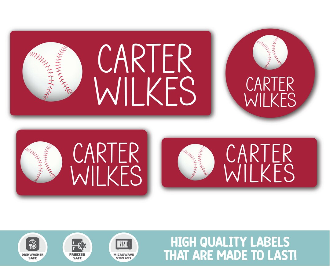 Baseball Labels, Dishwasher Safe Stickers, Vinylname Stickers, School ...