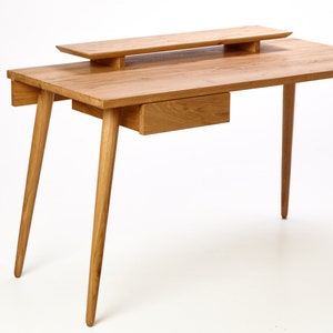Unique Computer Table, Solid Oak Wooden Table, Desktop, Minimalistic ...