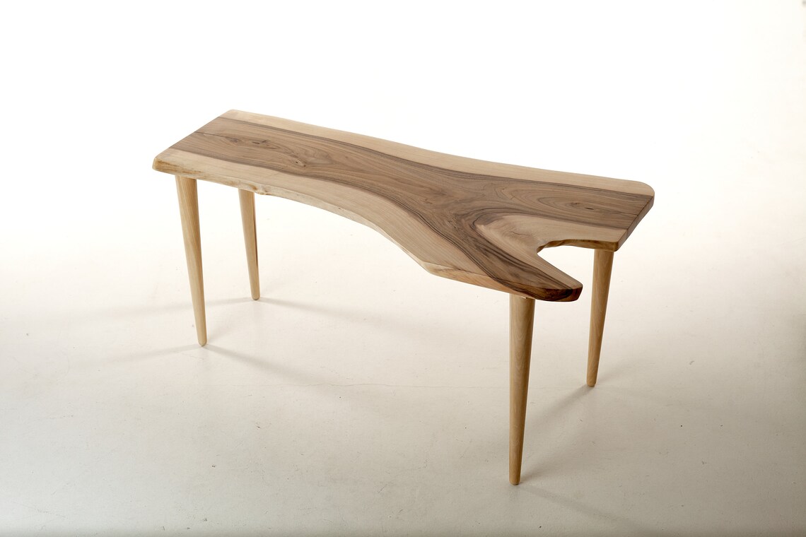 Solid Walnut Live Edge Bench Indoor, Walnut Wood Bench Entryway, Wooden ...