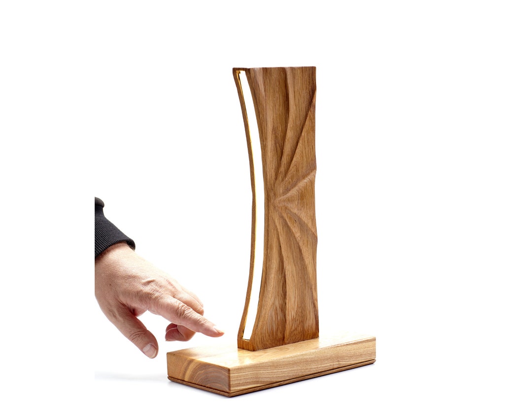 Handmade Oak LED Lamp With Touch Sensor, Modern Wood Design. - Etsy