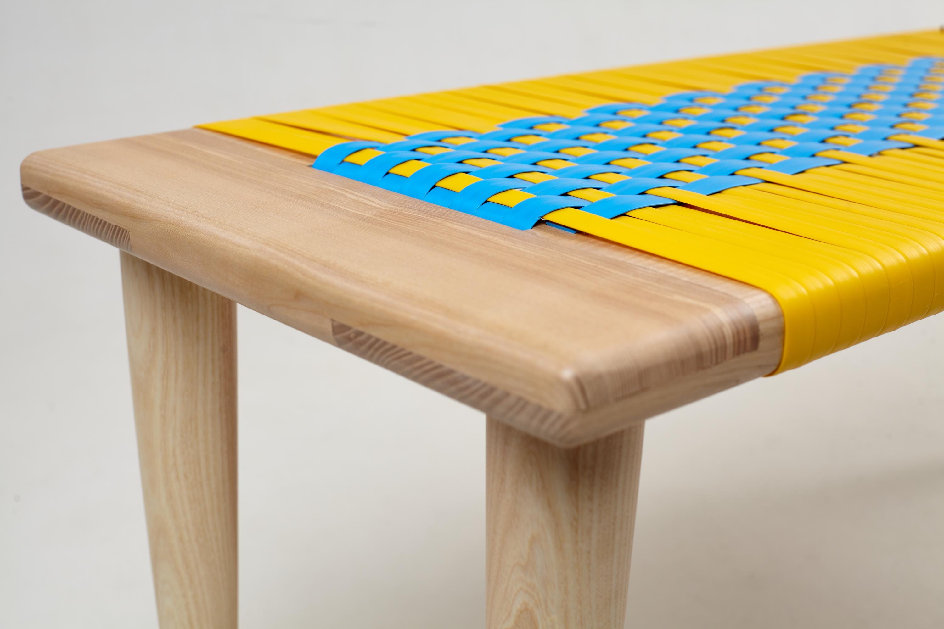 Modern Wood Bench With Rattan Synthetic - Indoor Seating for Home Decor ...