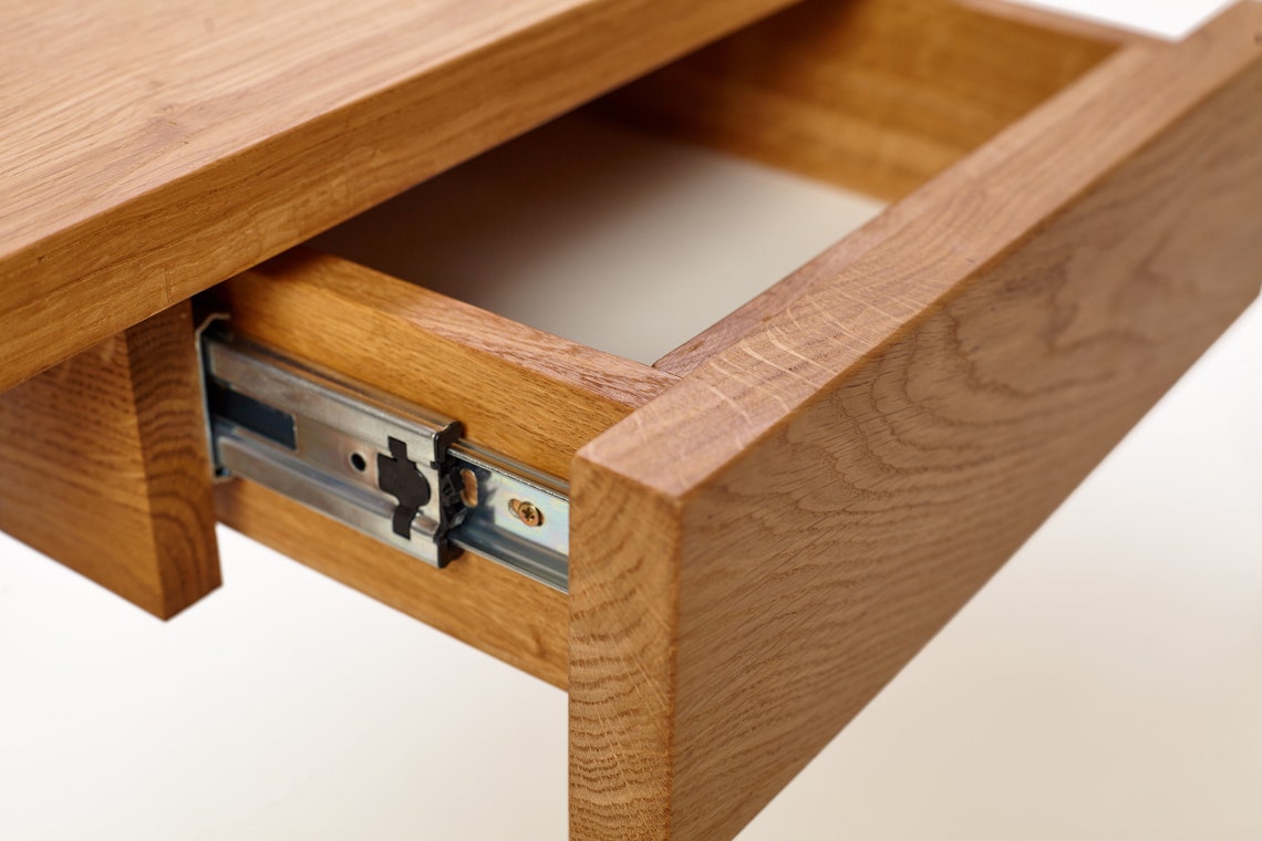 Unique Computer Table, Solid Oak Wooden Table, Desktop, Minimalistic ...