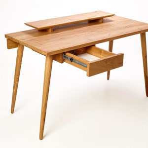 Unique Computer Table, Solid Oak Wooden Table, Desktop, Minimalistic ...