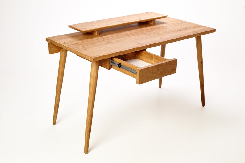 Solid Oak Computer Desk: Minimalist Wooden Workstation - Etsy