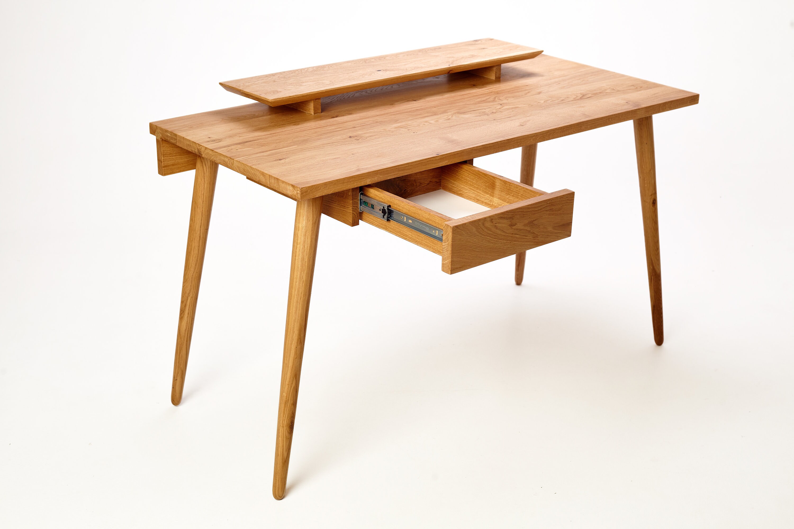 Unique Computer Table, Solid Oak Wooden Table, Desktop, Minimalistic ...
