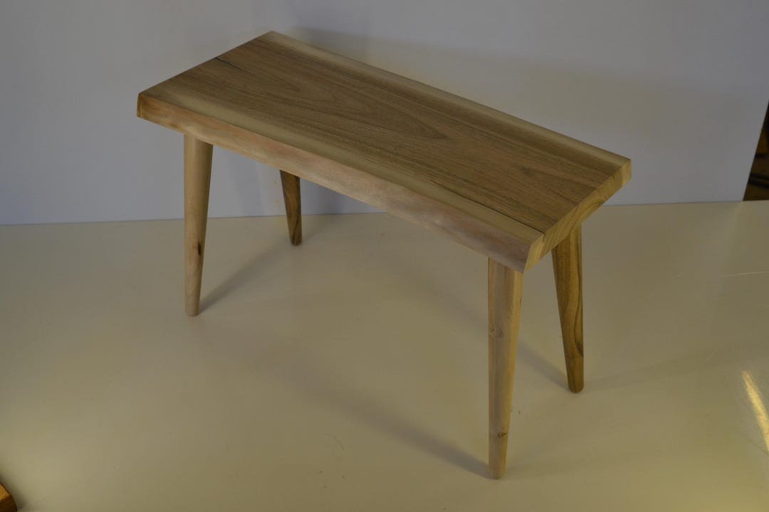 Walnut Bench Indoor, Wooden Live Edge Bench Entryway, Wild Walnut Bench ...