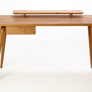Unique Computer Table, Solid Oak Wooden Table, Desktop, Minimalistic ...