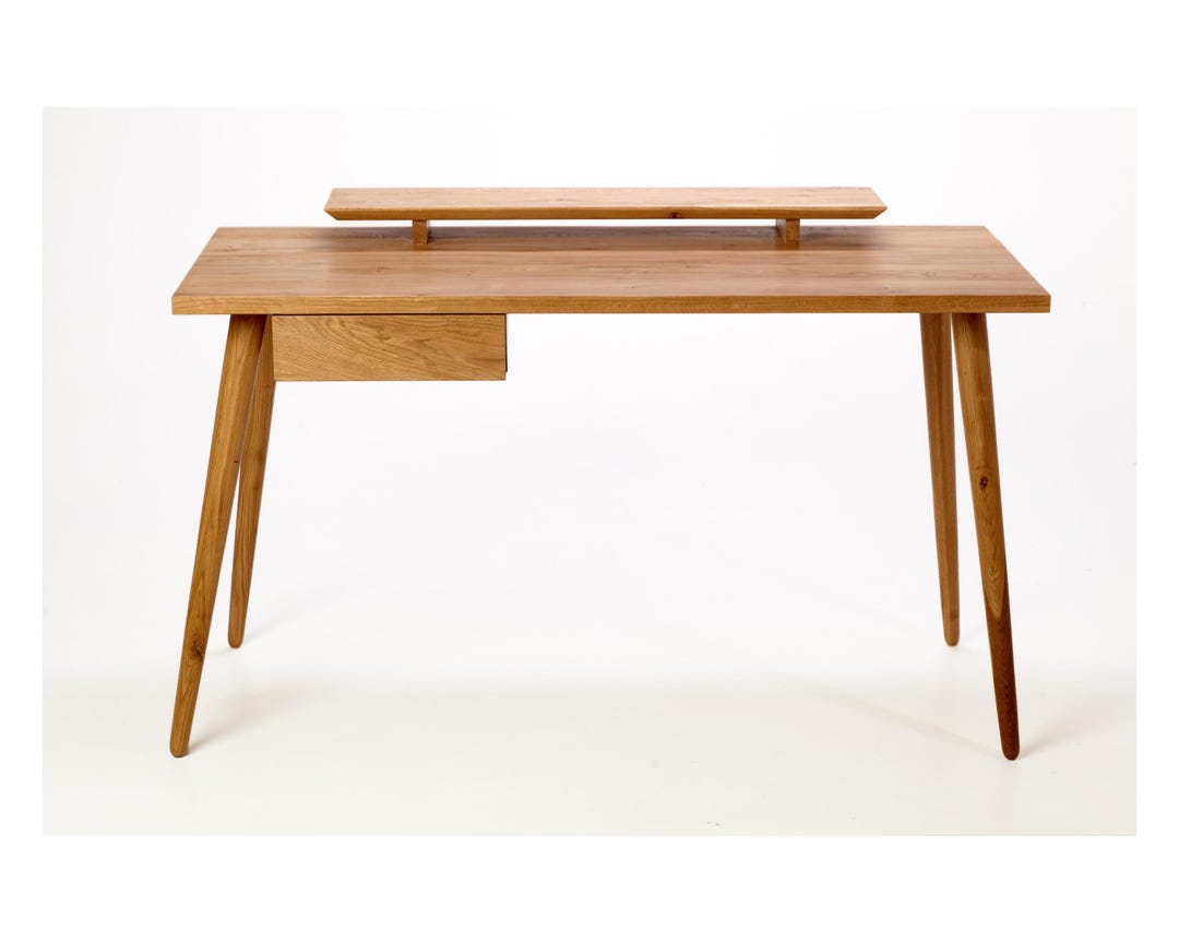 Unique Computer Table, Solid Oak Wooden Table, Desktop, Minimalistic ...