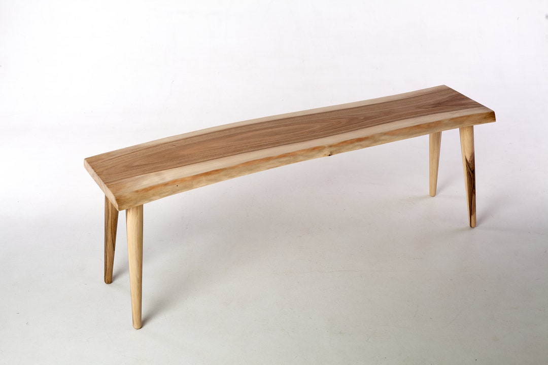 Walnut Wood Bench Indoor, Modern Bench Entryway, Wood Dining Bench ...