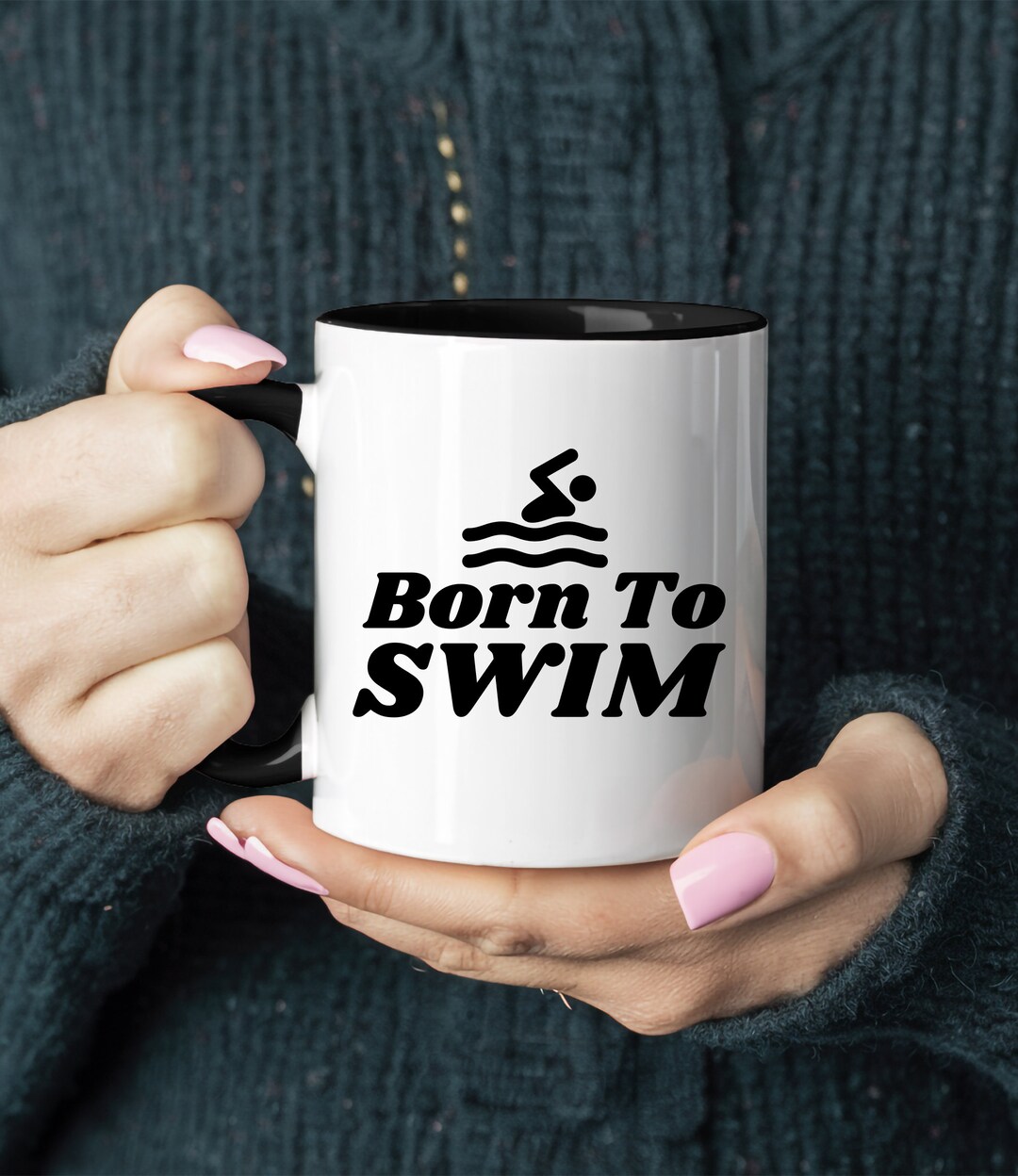 Born to Swim 11oz Accent Mug, Fun Swim Mug, Gift for Swimmer, Swim ...