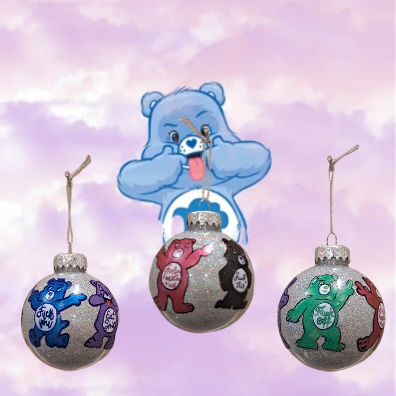 Glittery Swear Bear Ornament, Adult Humor, Secret Santa Gift, Vulgar ...