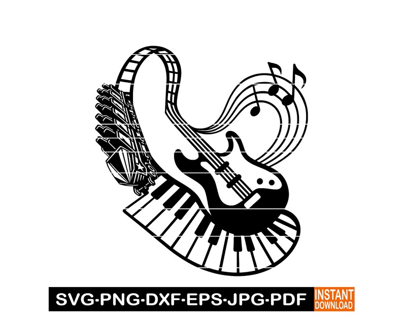 Rock and Roller Coaster SVG, PNG, DXF, Music Theme Clipart, Electric ...