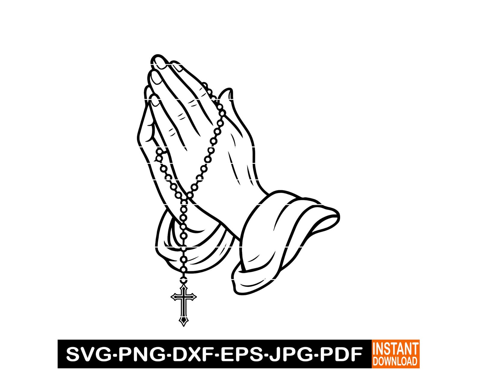 Praying Hands With Rosary #2 SVG, PNG, DXF, Catholic Prayer Hands ...