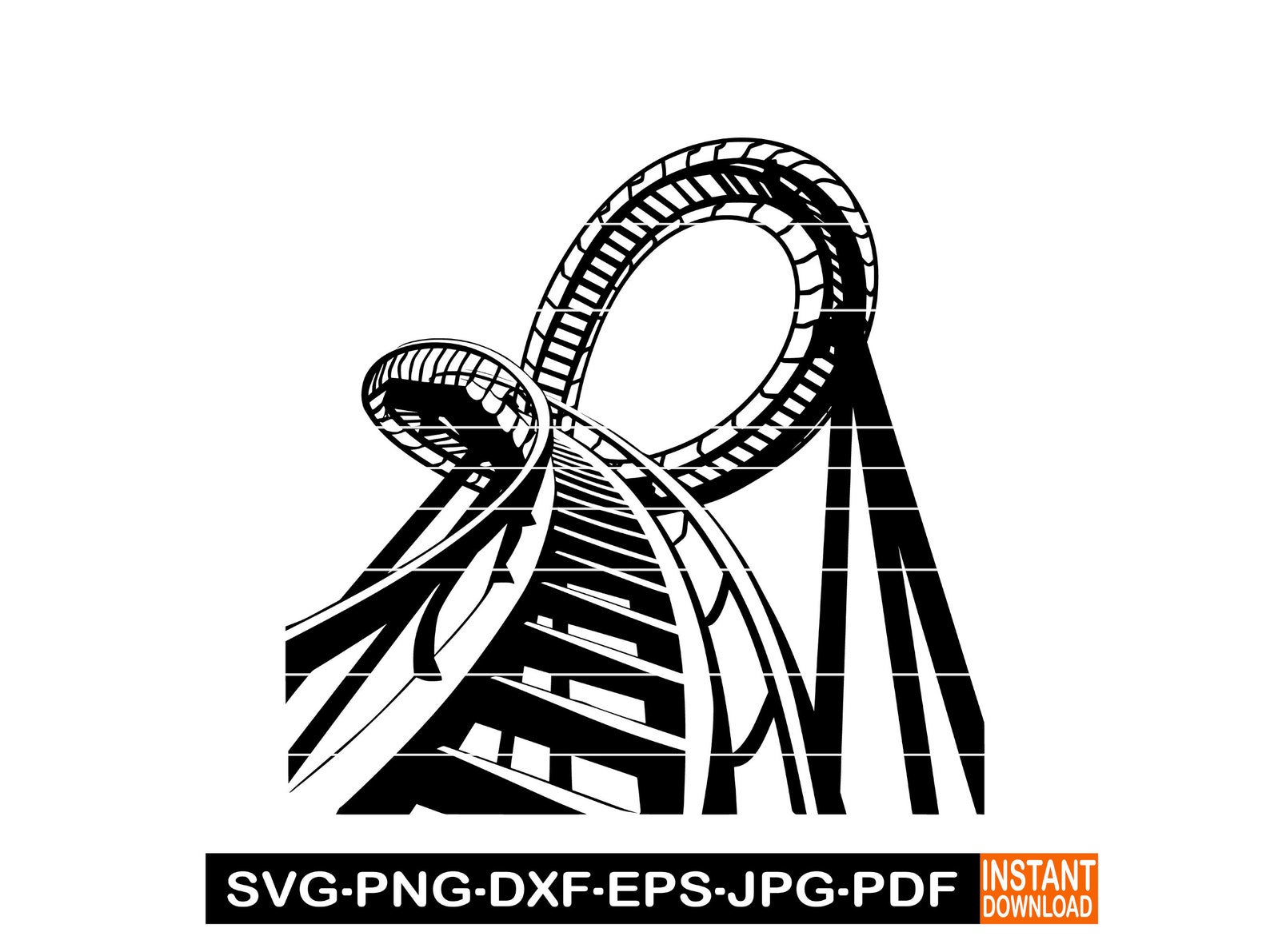 Roller Coaster #4 SVG, PNG, DXF, Amusement Park Ride Clipart, Carnival ...