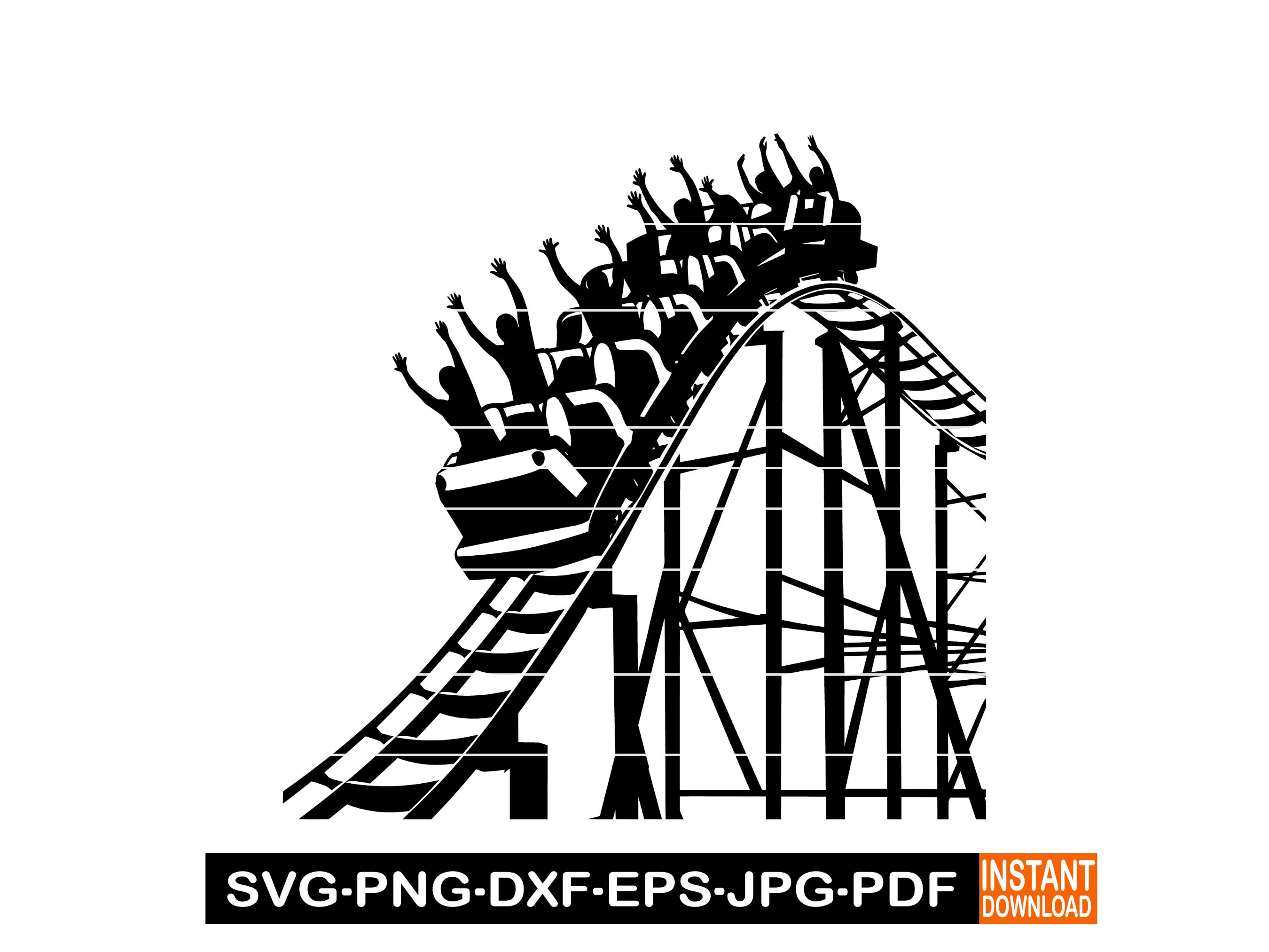 Roller Coaster SVG PNG DXF, Roller Coaster Clipart, Roller Coaster ...