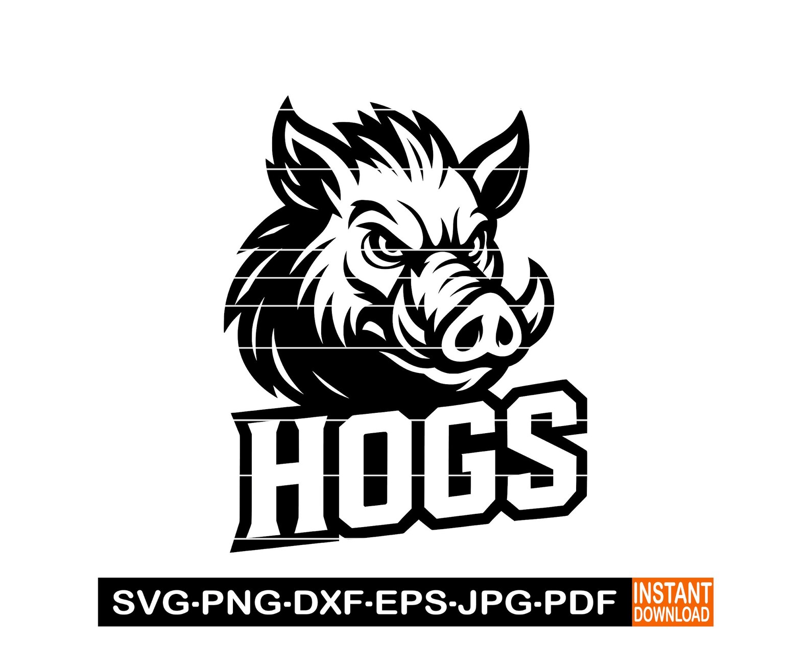 Hogs School Team Logo SVG, PNG, DXF, Football Design Cameo, Wild Animal ...