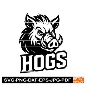 Hogs School Team Logo SVG, PNG, DXF, Football Design Cameo, Wild Animal ...