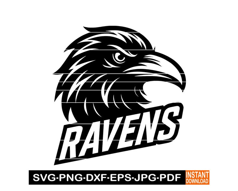 Ravens Sport Team Logo SVG, PNG, DXF, Football Design Cameo, Wild ...