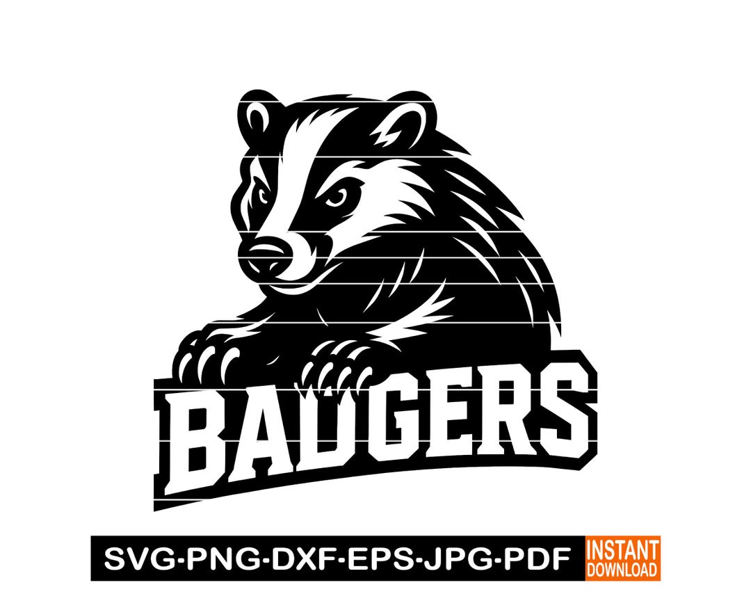 Badgers School Team Logo SVG, PNG, DXF, Sports Design Cameo, Wild ...
