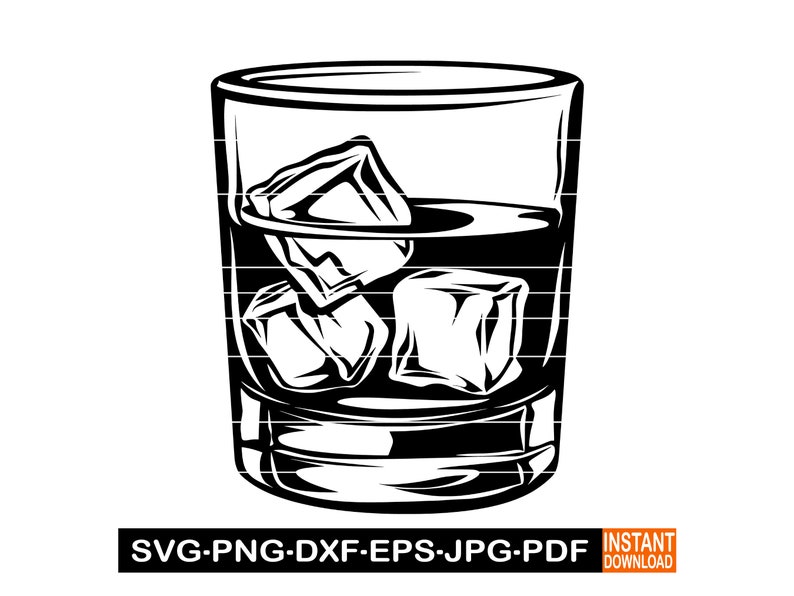 Whiskey Glass #2 SVG PNG DXF, Whiskey Svg, Whiskey Glass Clipart ...