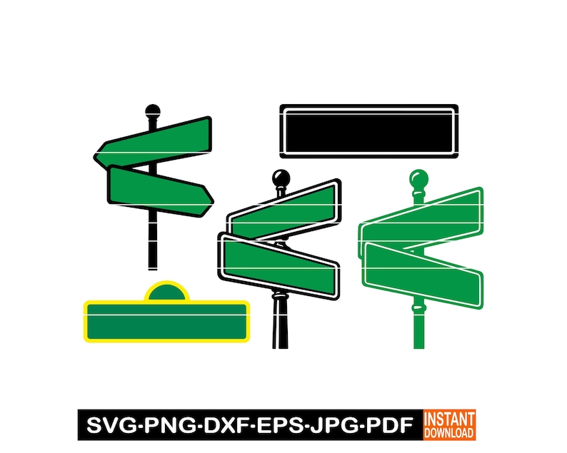 Street Sign SVG Bundle, PNG, Dxf, Blank Road Sign Clipart, Highway Sign ...