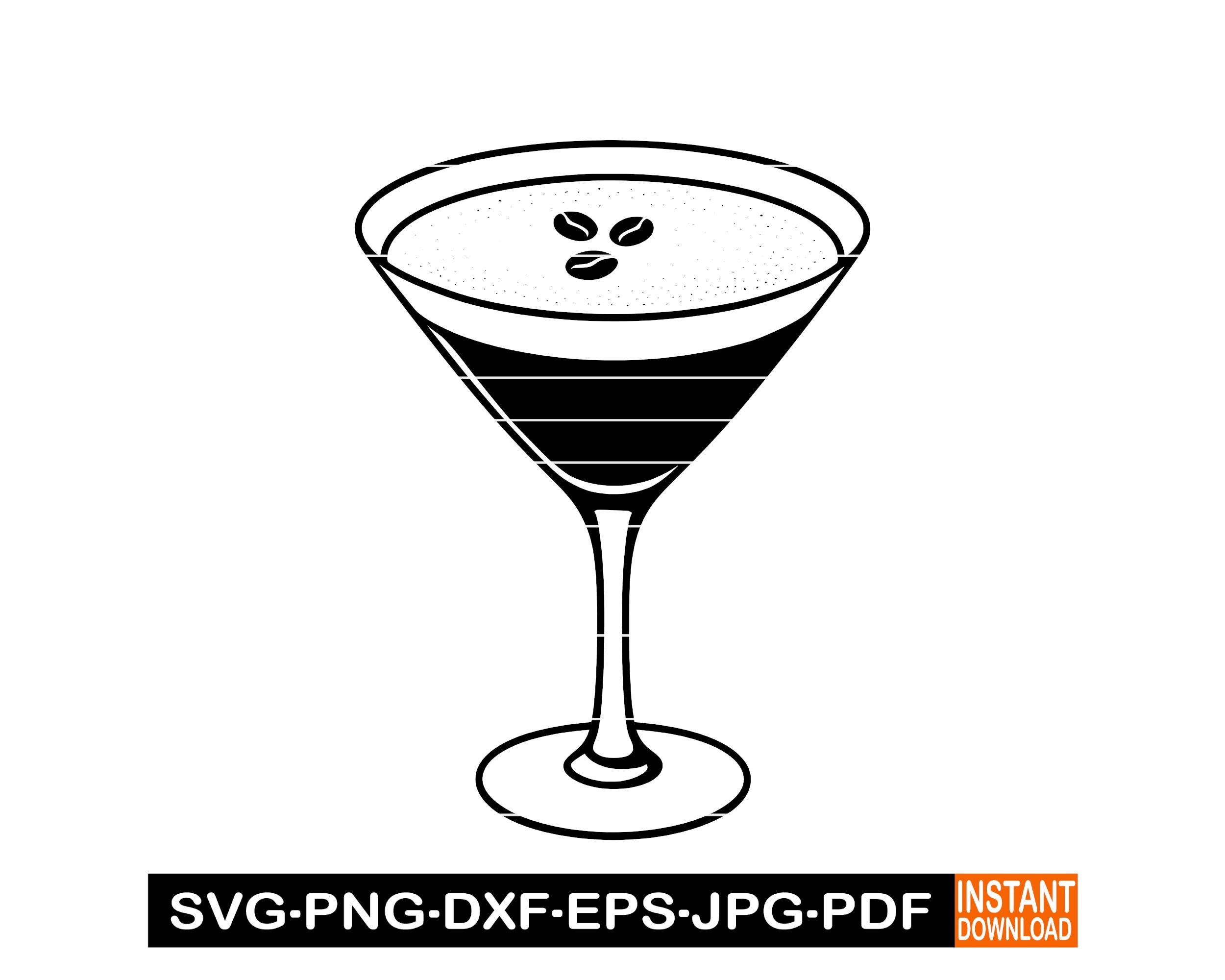 Espresso Martini SVG, PNG, DXF, Coffee Cocktail Clipart, Martini Glass ...