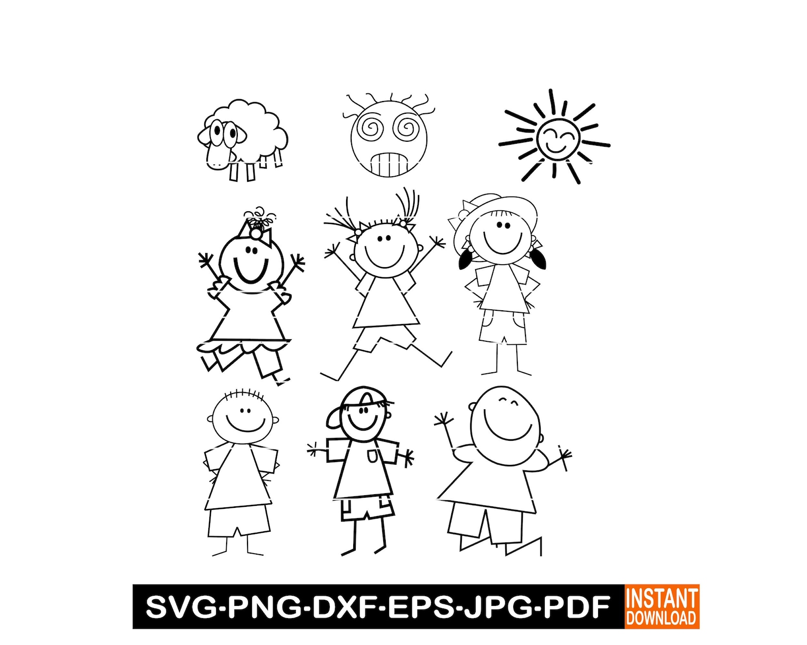 Stick Figures SVG Bundle, Stick Boys SVG, Stick Girls SVG, Stick Kids ...
