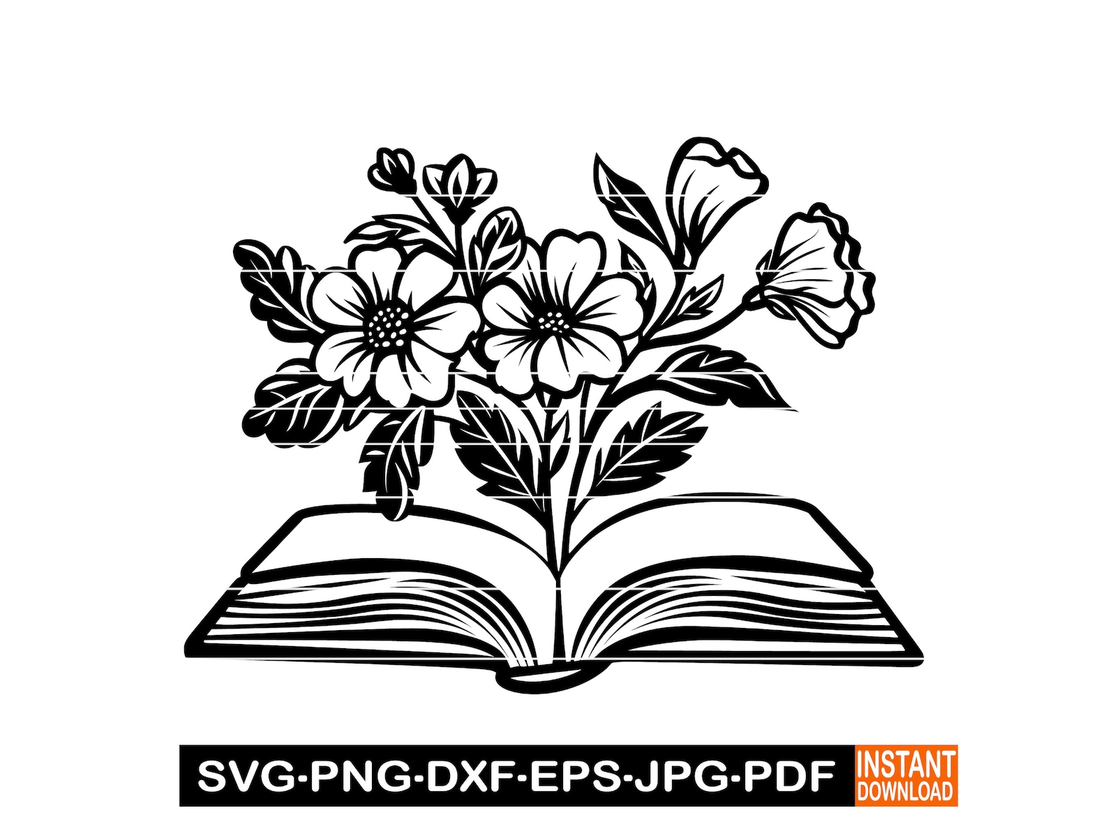 Floral Book SVG, Book With Flowers SVG, Open Book SVG, Reading Svg ...