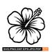 Hibiscus Flower Outline SVG, PNG, DXF, Tropical Floral Clipart, Beach ...