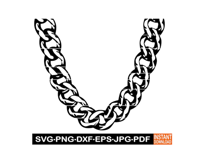 Chain Necklace #3 SVG PNG DXF, Jewelry Svg, Accessory Svg, Hip Hop ...