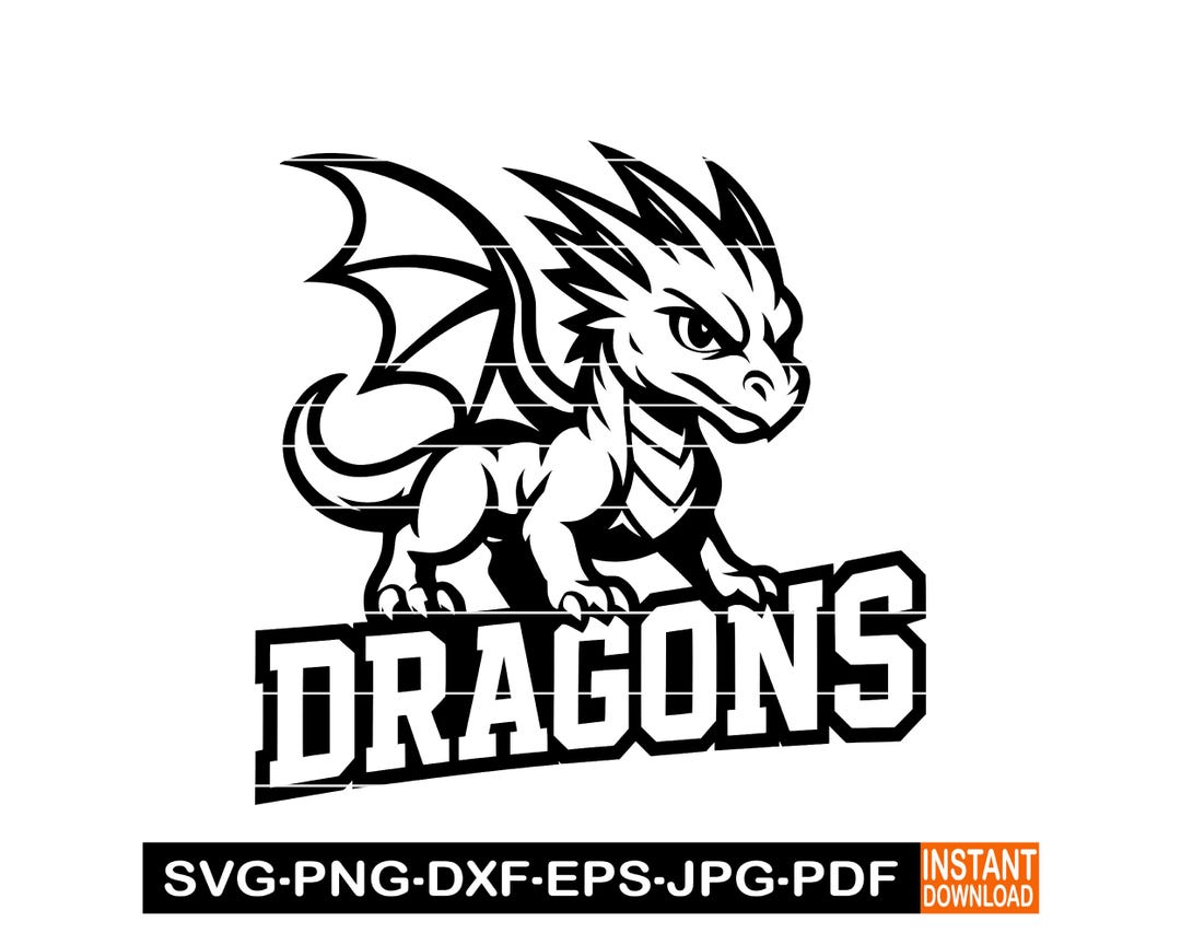 Dragons #2 Sport Team Logo SVG, PNG, DXF, Basketball Design Cameo, Wild ...