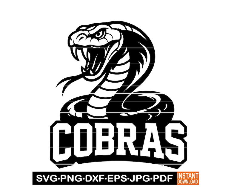 Cobras Sport Team Logo SVG, PNG, DXF, Football Design Cameo, Wild ...