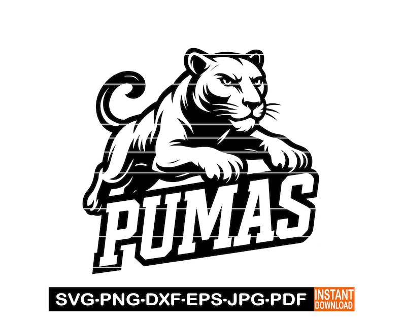 Pumas School Team Logo SVG, PNG, DXF, Football Design Cameo, Wild ...